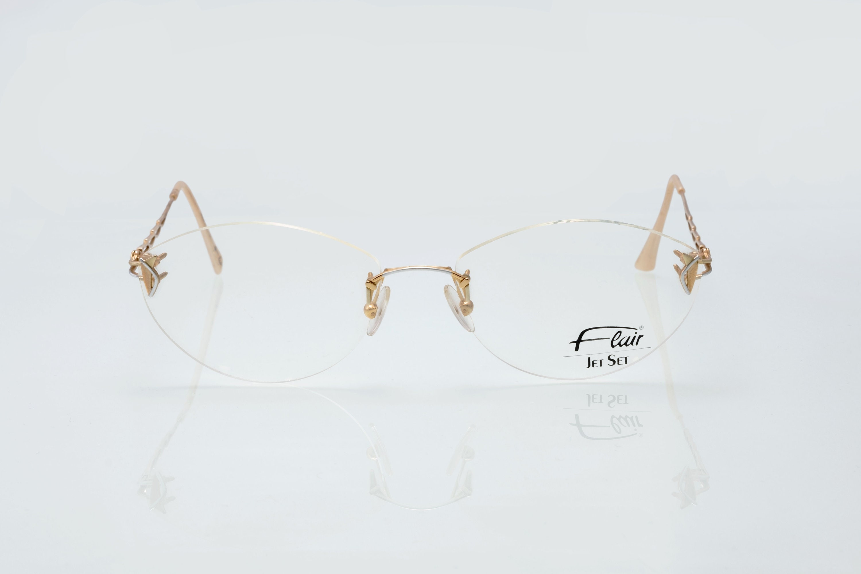 Flair Jet Set Vintage Eyeglasses, Gold Rimless Frame Made in Germany ...