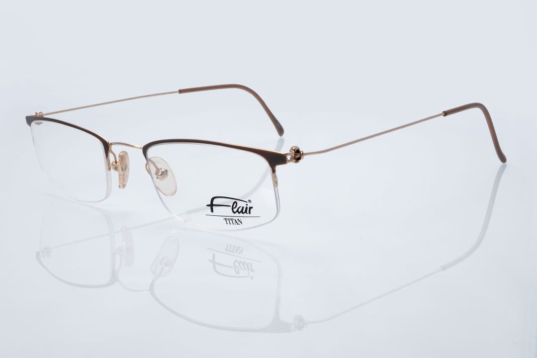 Flair Vintage Eyeglasses, Gold, Half Rim Titan Optical Frame Made in ...