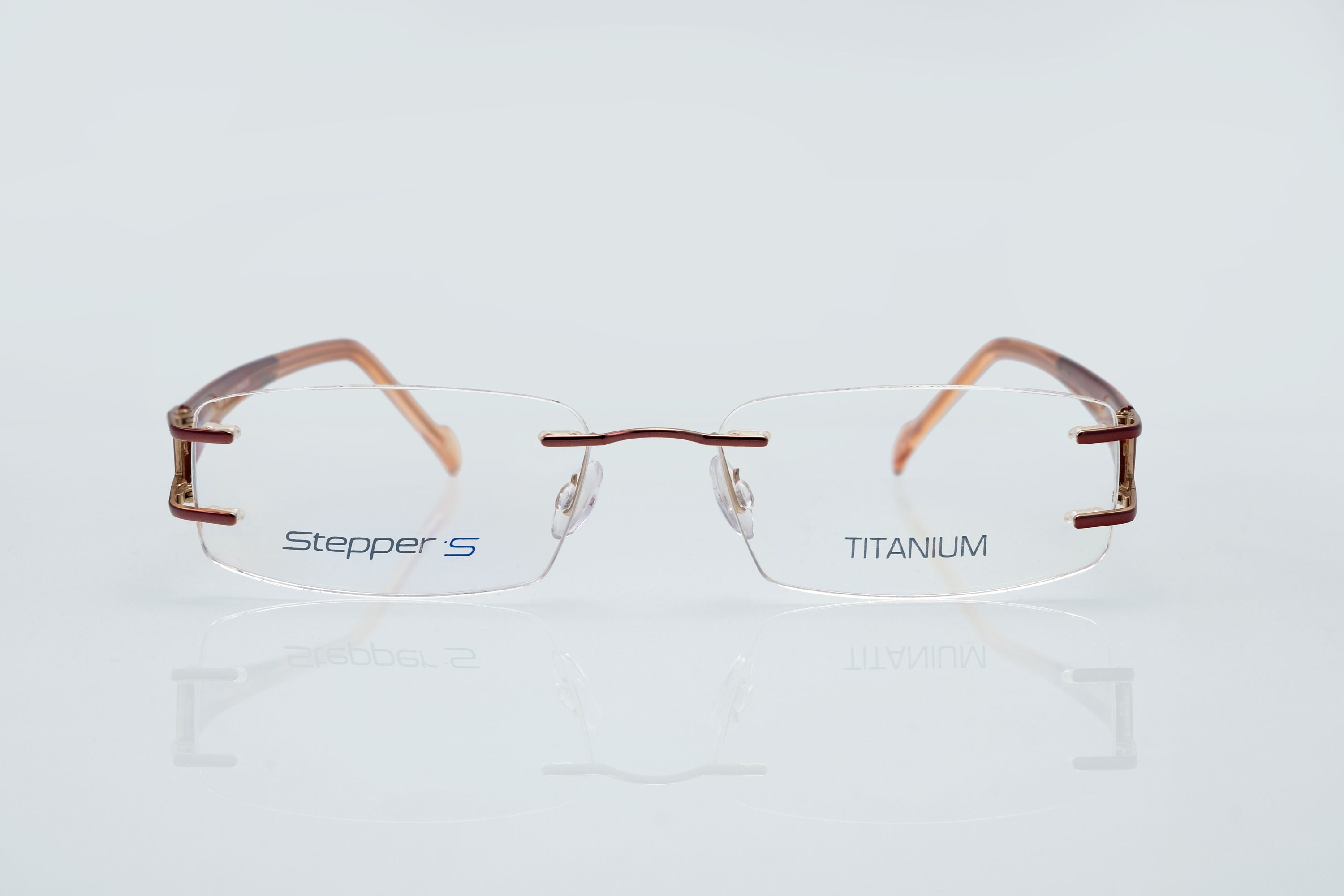 Stepper Vintage Eyeglasses, Titanium, Rimless Rectangular Optical Frame ...
