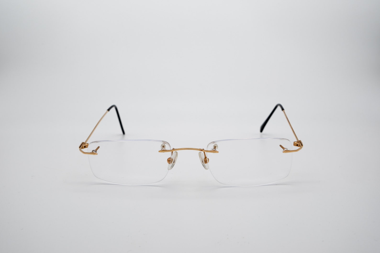 Flair Jet Set Vintage Eyeglasses, Gold, Rectangular Rimless Optical ...