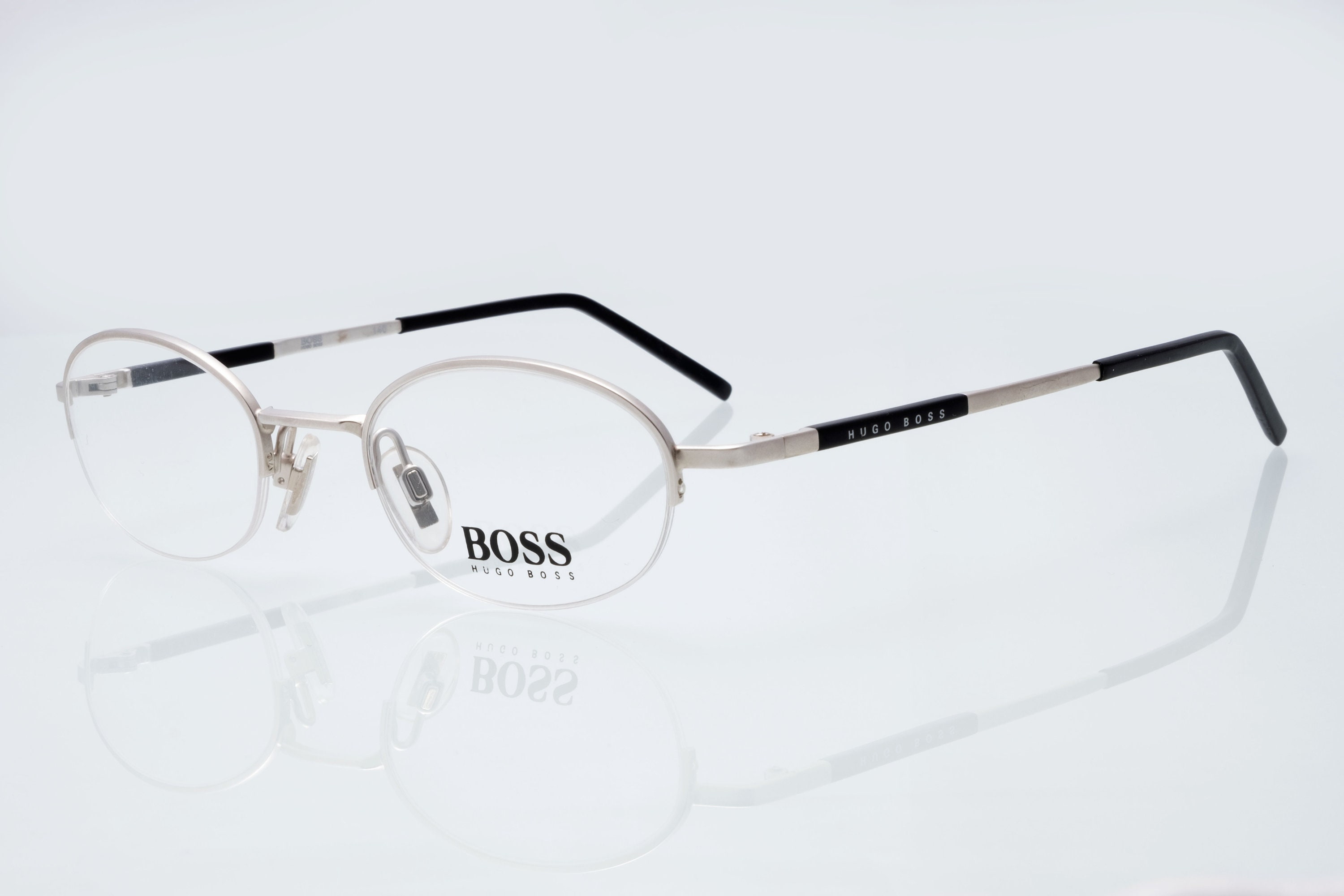 Hugo Boss Vintage Eyeglasses Oval Half Rim Frame Made in - Etsy