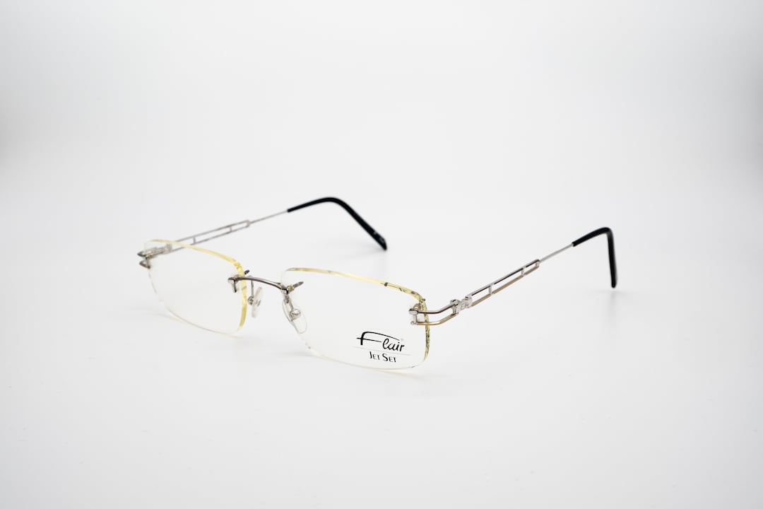 Flair Jet Set 683 Vintage Eyeglasses, Rectangular Rimless Optical Frame ...