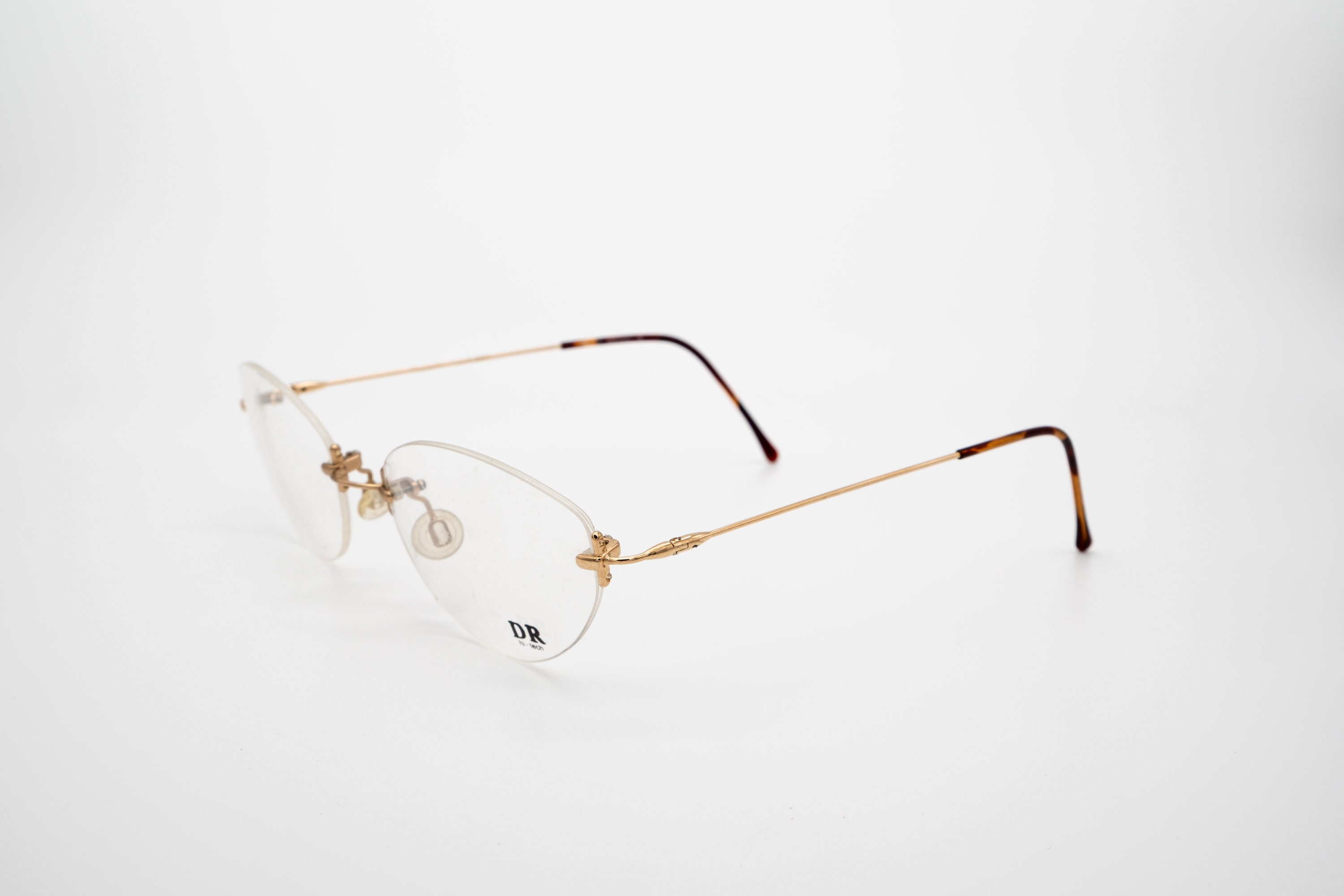 DR High Tech Vintage Eyeglasses, Gold Rimless Frame Made in Italy, New ...