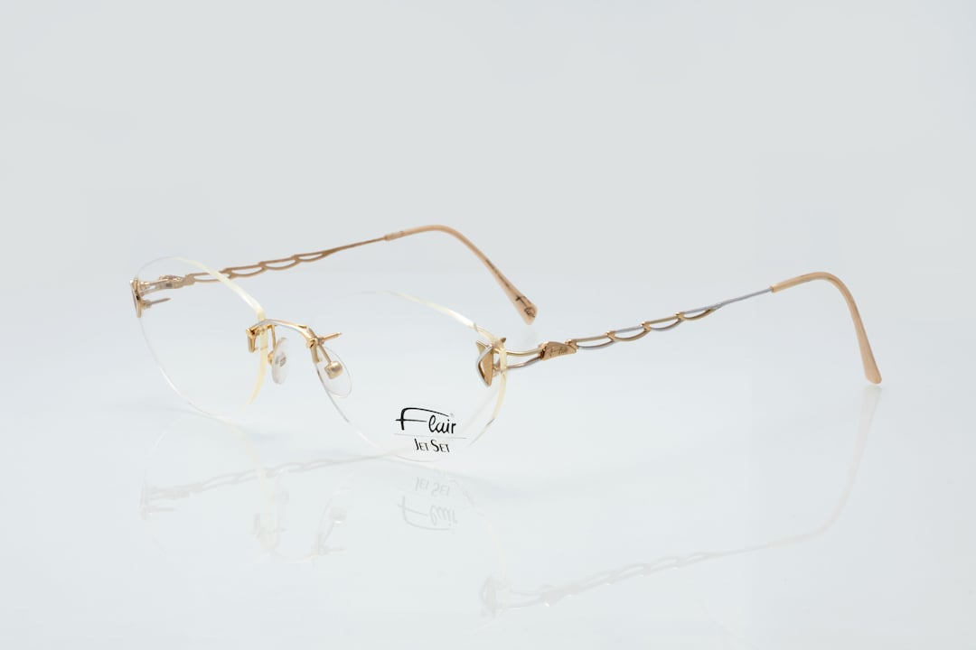 Flair Jet Set Vintage Eyeglasses, Gold Rimless Frame Made in Germany, New Old Stock - Etsy