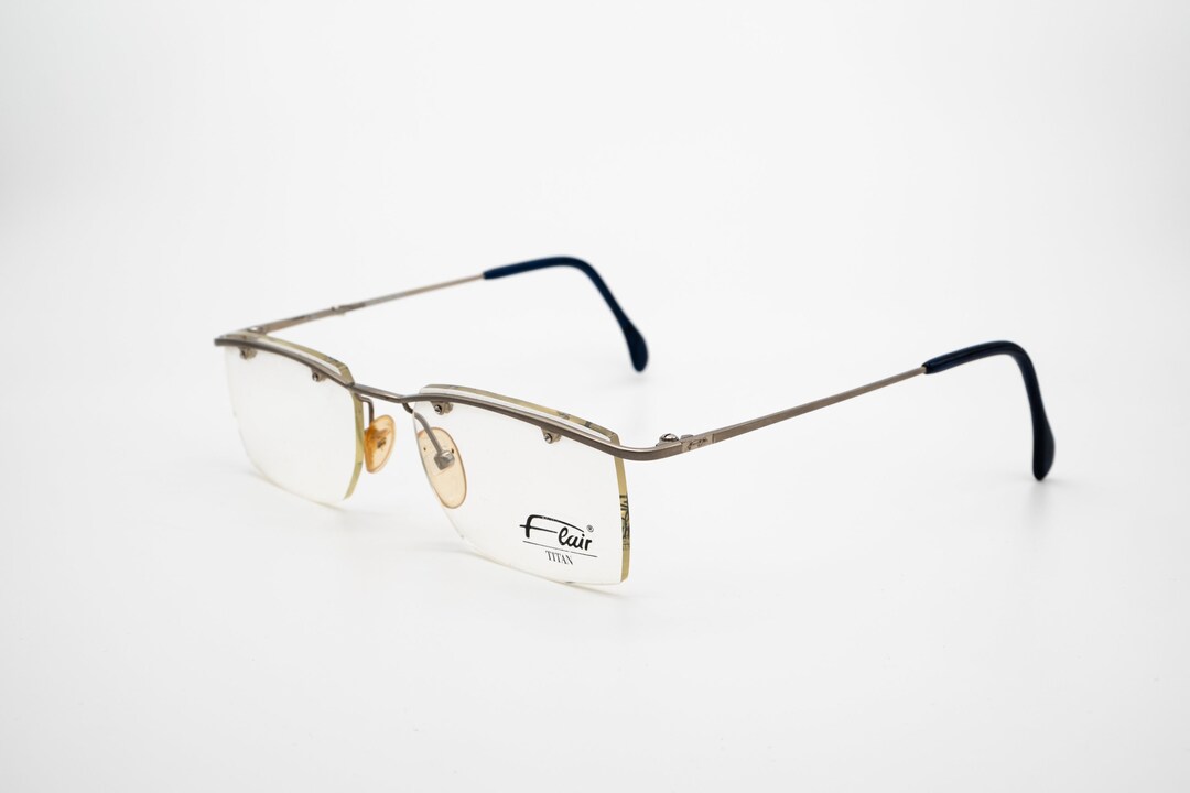 Flair Jet Set 736 Vintage Eyeglasses, Titan, Rectangular Rimless Frame ...
