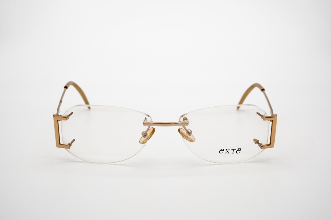 Exte Rimless Vintage Eyeglasses, Made in Italy, Gold, New Old Stock - Etsy