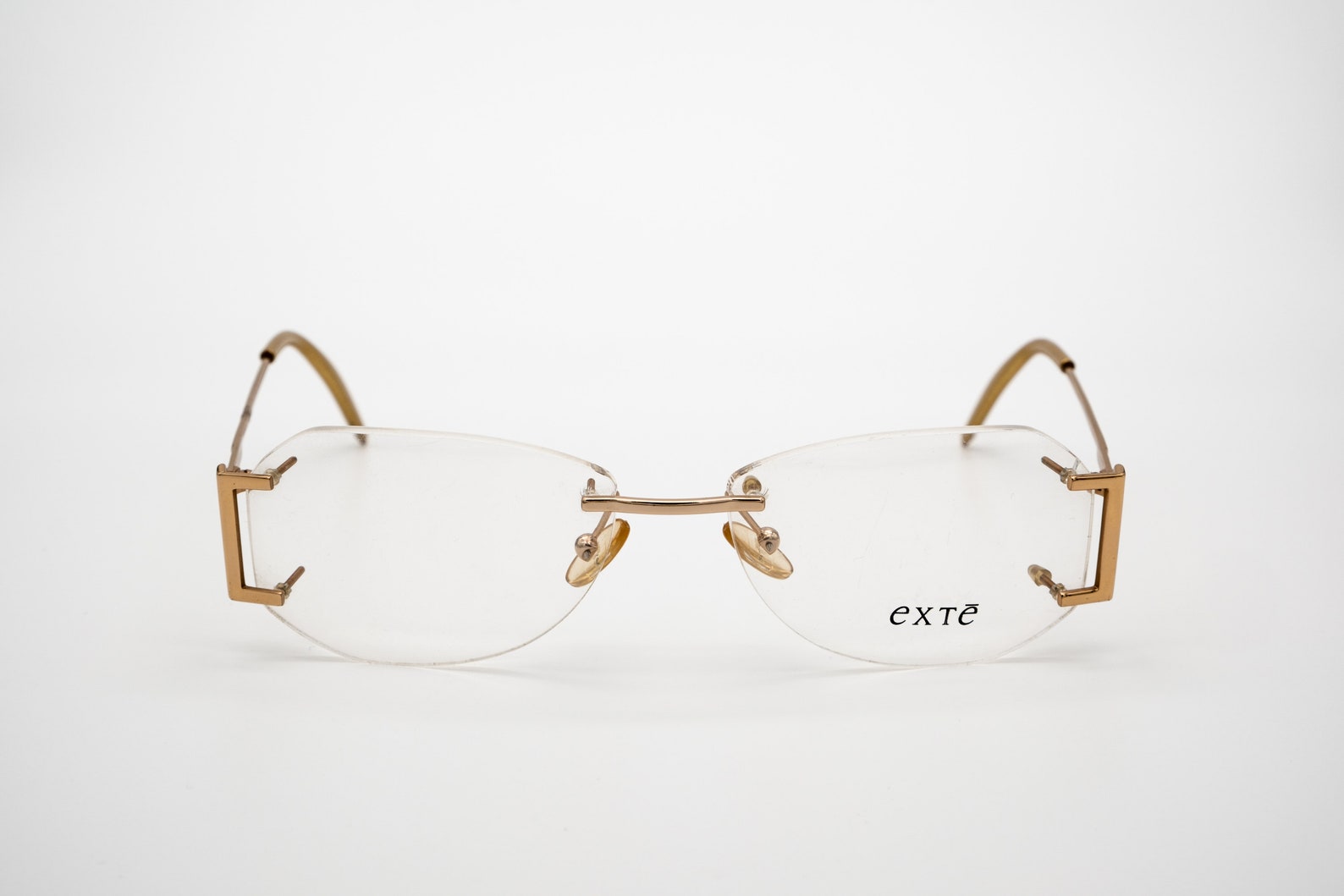 Exte Rimless Vintage Eyeglasses, Made in Italy, Gold, New Old Stock - Etsy