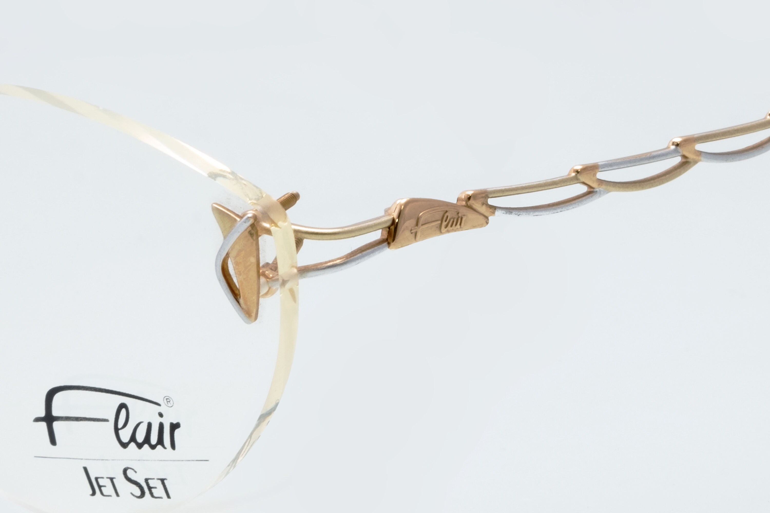 Flair Jet Set Vintage Eyeglasses, Gold Rimless Frame Made in Germany ...