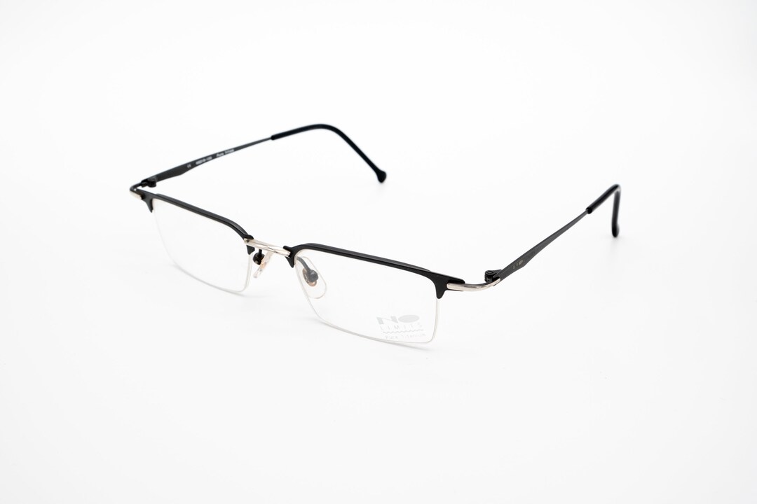 No Limits Vintage Eyeglasses, Pure Titan, Half Rim Rectangular Optical ...