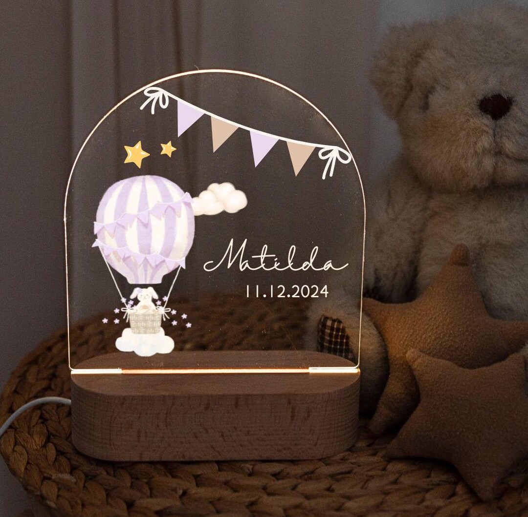 Hot Air Balloon Baby Lighting Decor, Personalized Baby Night Light for ...
