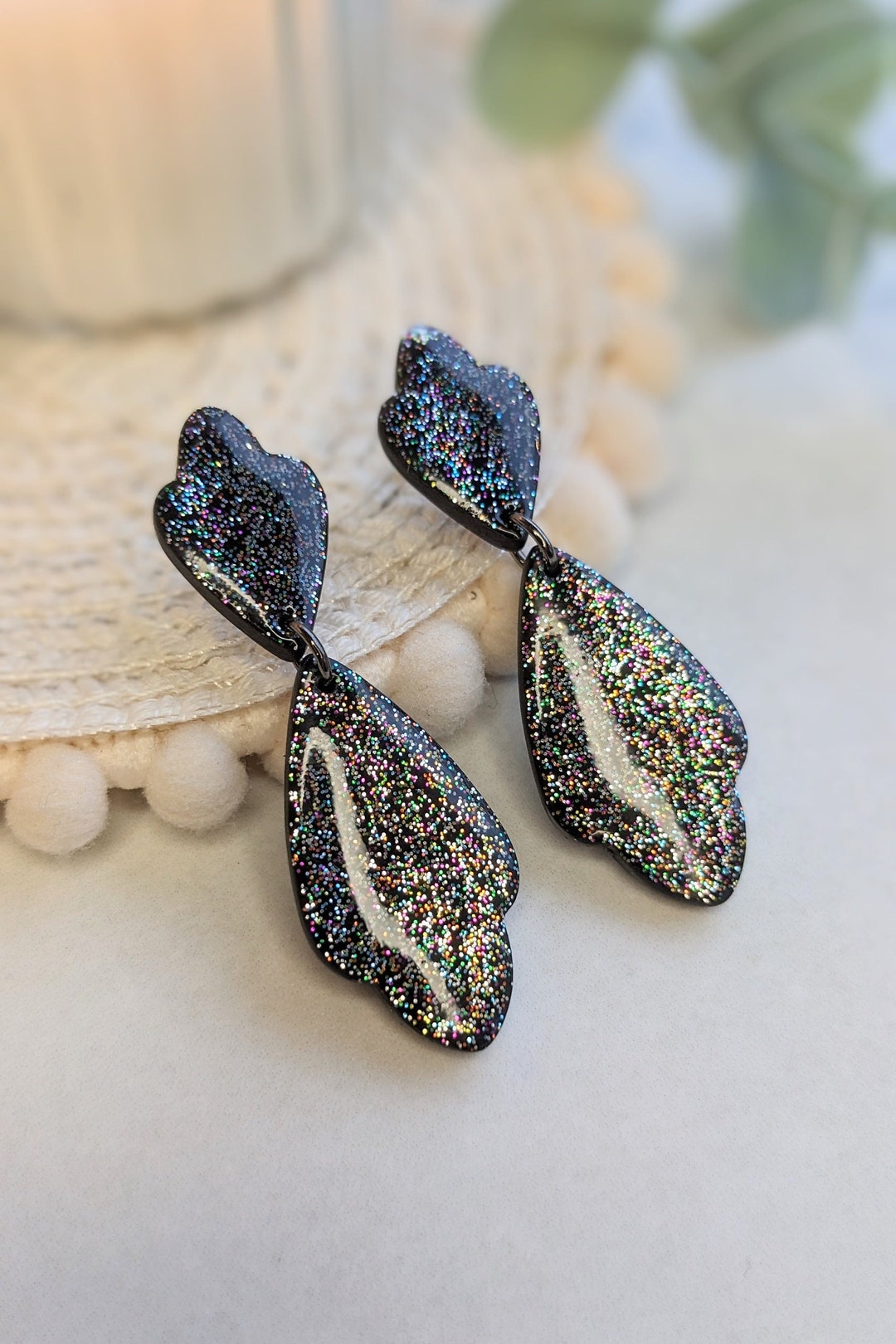 Silvester Glitzer Ohrringe aus Polymer Clay - Etsy.de