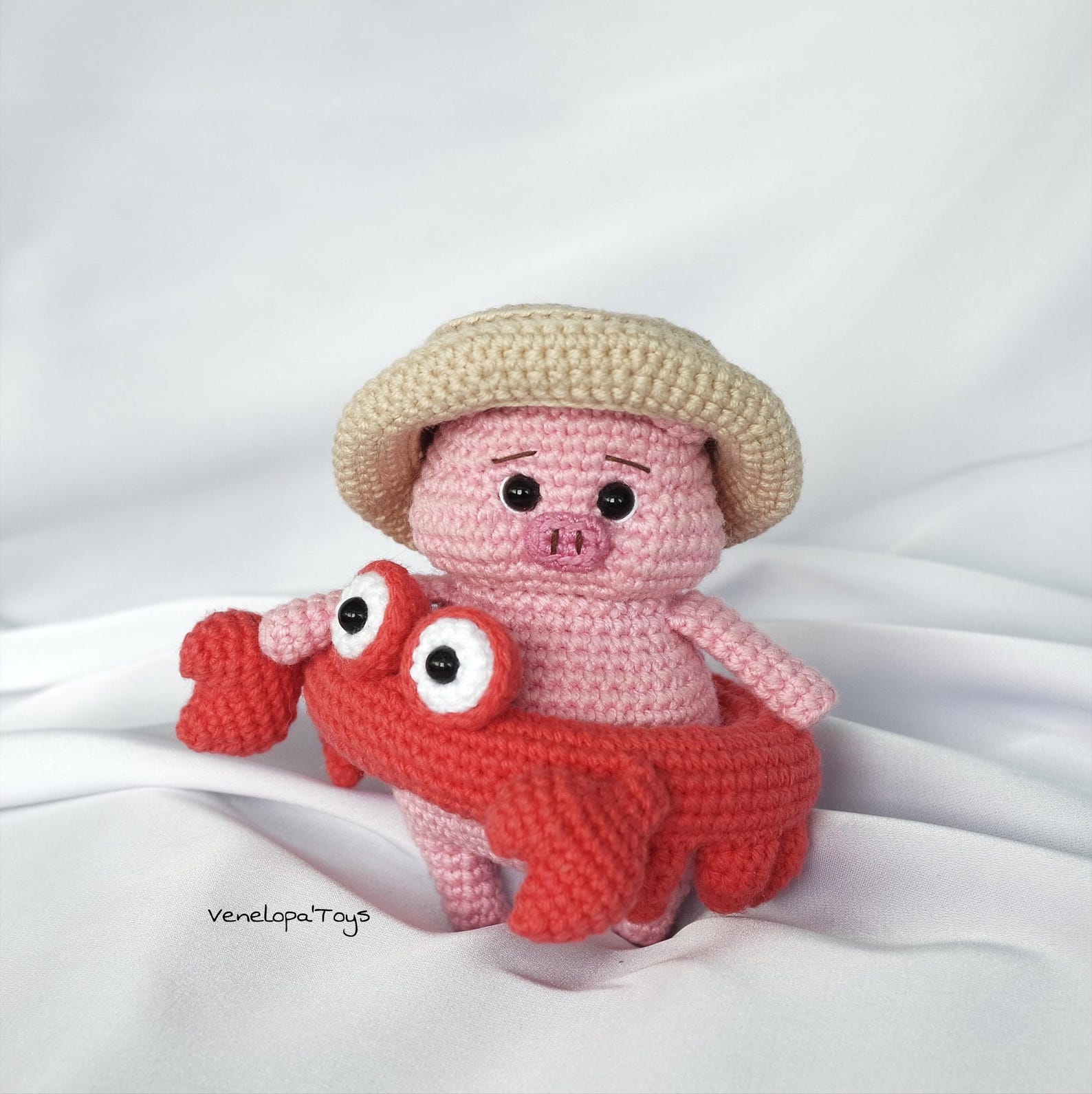 Pig With Swim Ring Crab Amigurumi Crochet Pattern, Crochet Piggy, Gifts ...