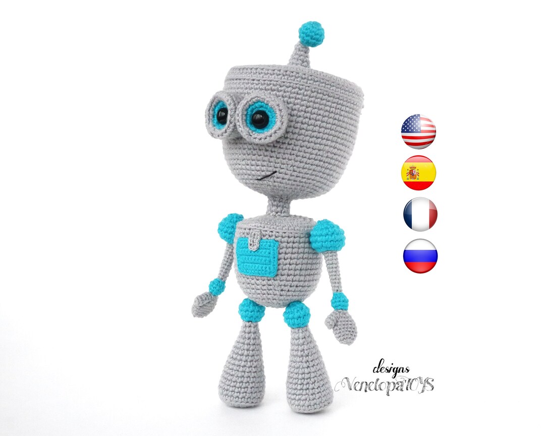 Crochet Robot Pattern, Crochet Amigurumi Toy DIY, Plush Floppy Crochet ...