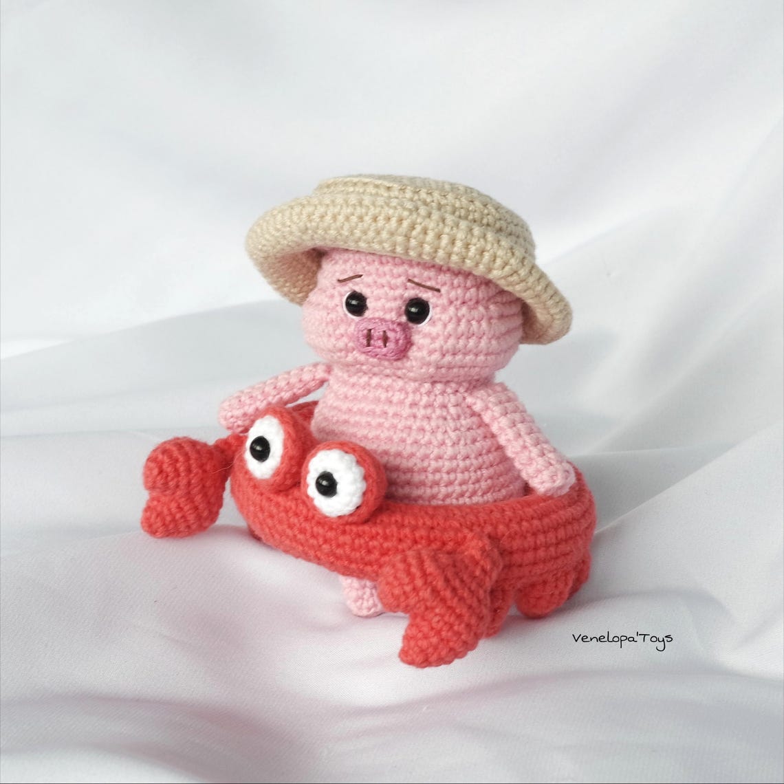 Pig With Swim Ring Crab Amigurumi Crochet Pattern, Crochet Piggy, Gifts ...