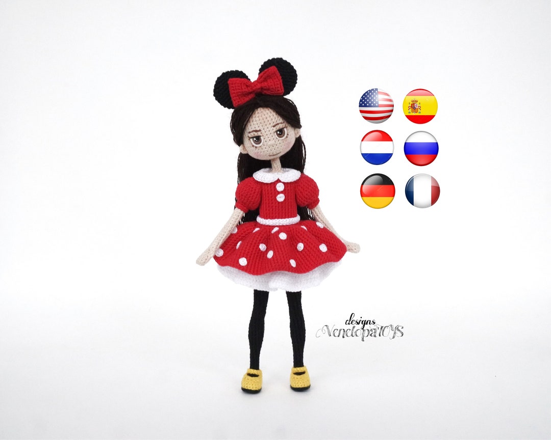Crochet Pattern Amigurumi Doll in Minnie Mouse Costume, Crochet Outfit ...