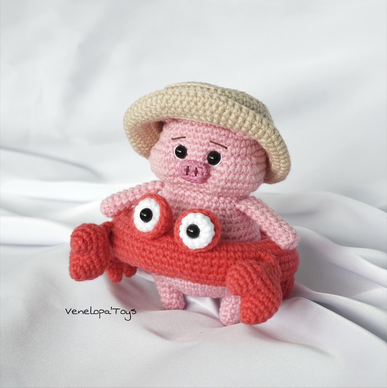 Pig With Swim Ring Crab Amigurumi Crochet Pattern, Crochet Piggy, Gifts ...