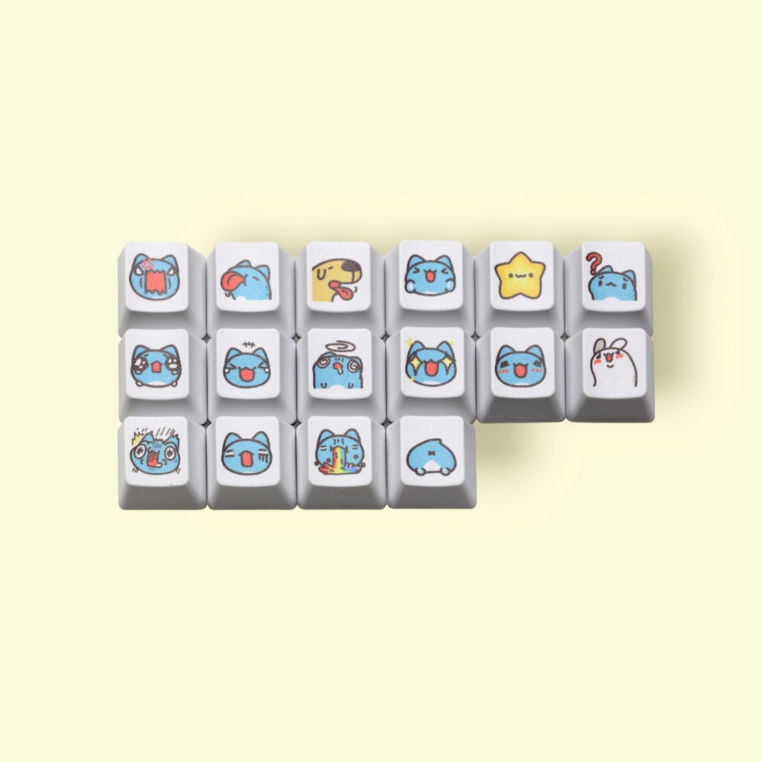 DDR Blue Keycap Set, Cat Keycap Set, Artisan Keycaps, Custom Keys for ...