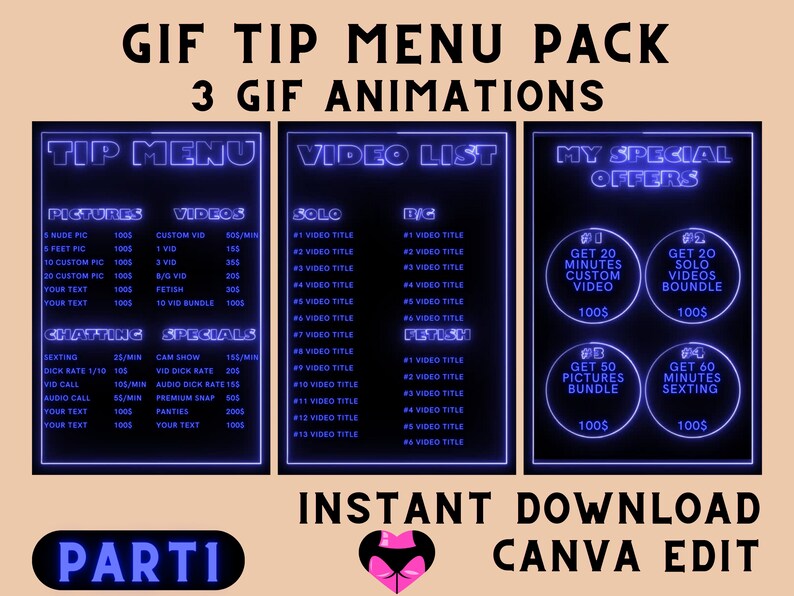 Onlyfans Tip Menu Template Pack For Adult Content Etsy Norway Hot Sex Picture