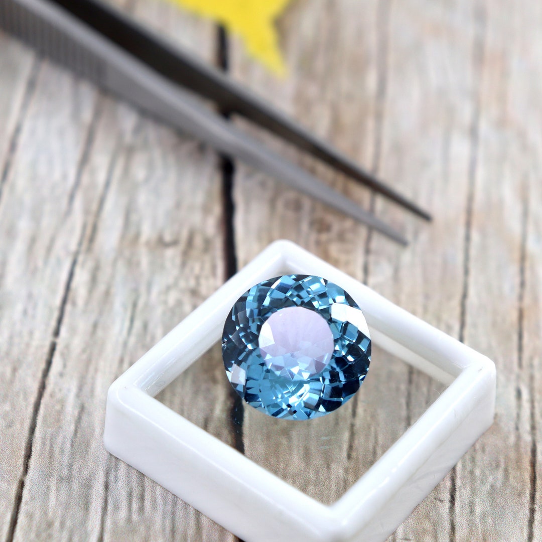 Certified Natural Blue Topaz 11cts Portuguese Cut Ocean Blue Real Topaz ...