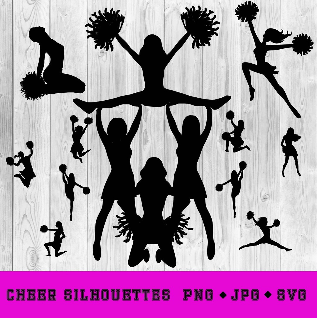 Cheer Silhouettes Cheerleaders Downloadable Editable Cut File, for ...