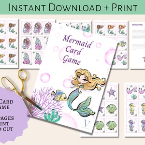 PRINTABLE CARD GAME for Girls, Mermaid Party Games, Printable Snap ...