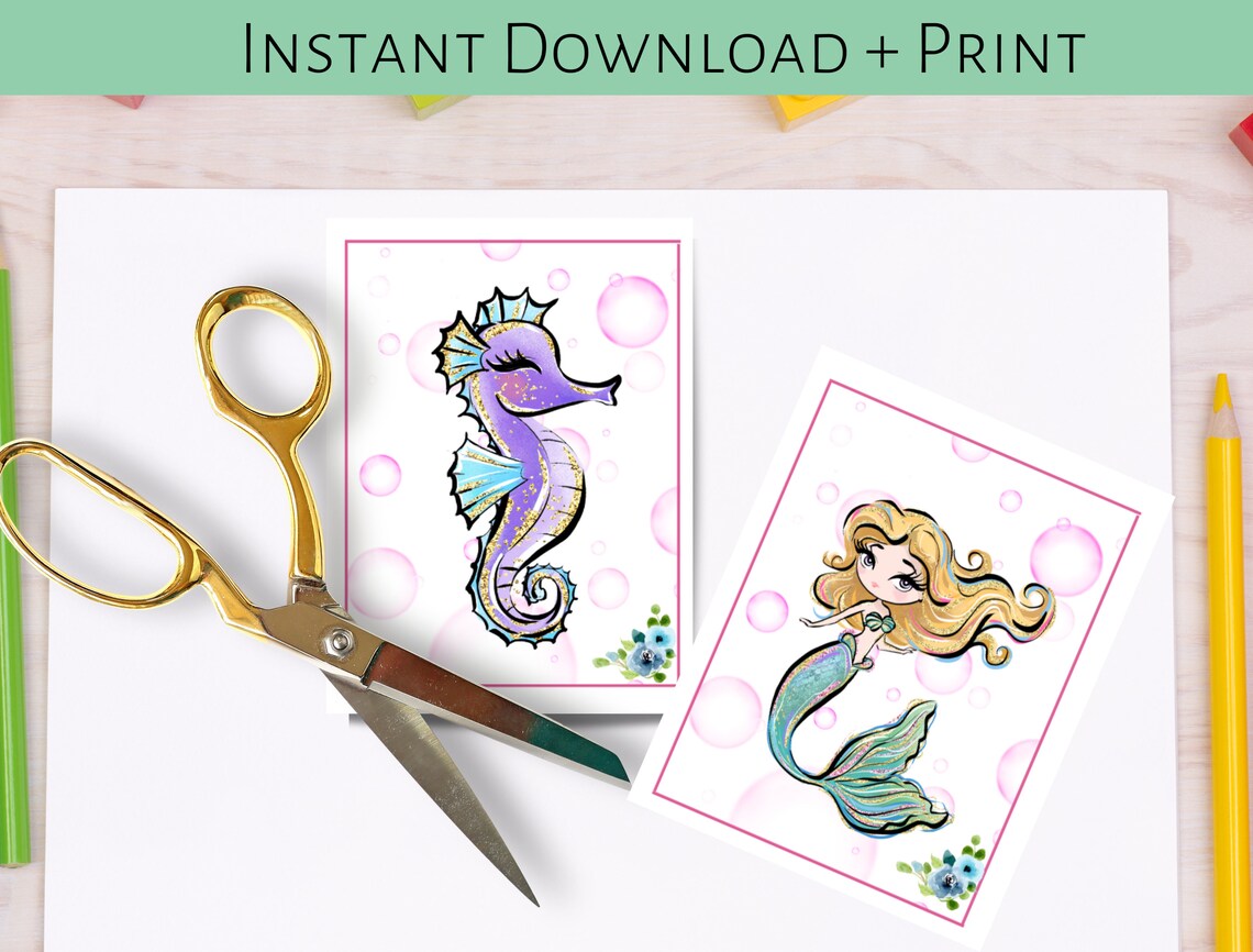 PRINTABLE CARD GAME for Girls, Mermaid Party Games, Printable Snap ...
