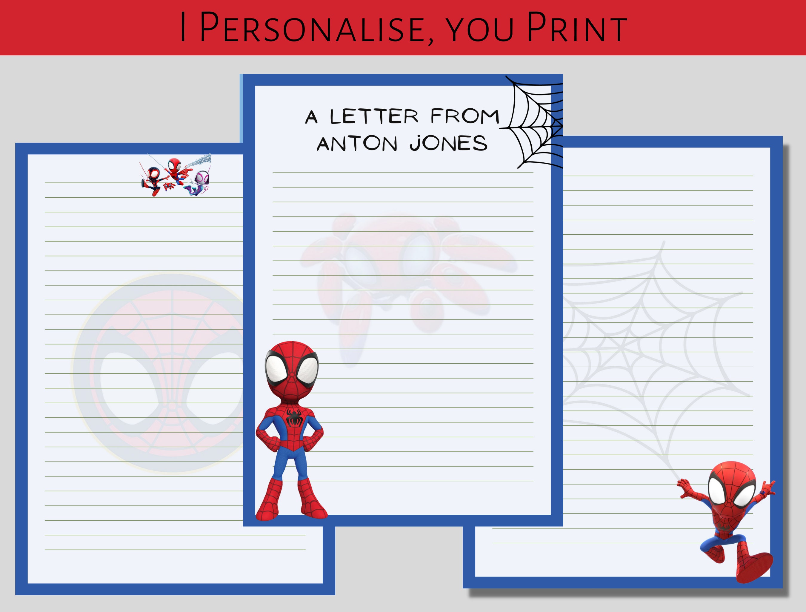 Printable WRITING PAPER for Boys Digital Download Personalised Lined ...