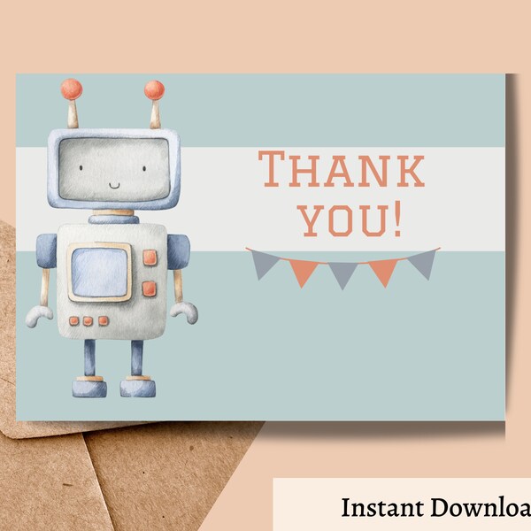 Robot Birthday Card - Etsy