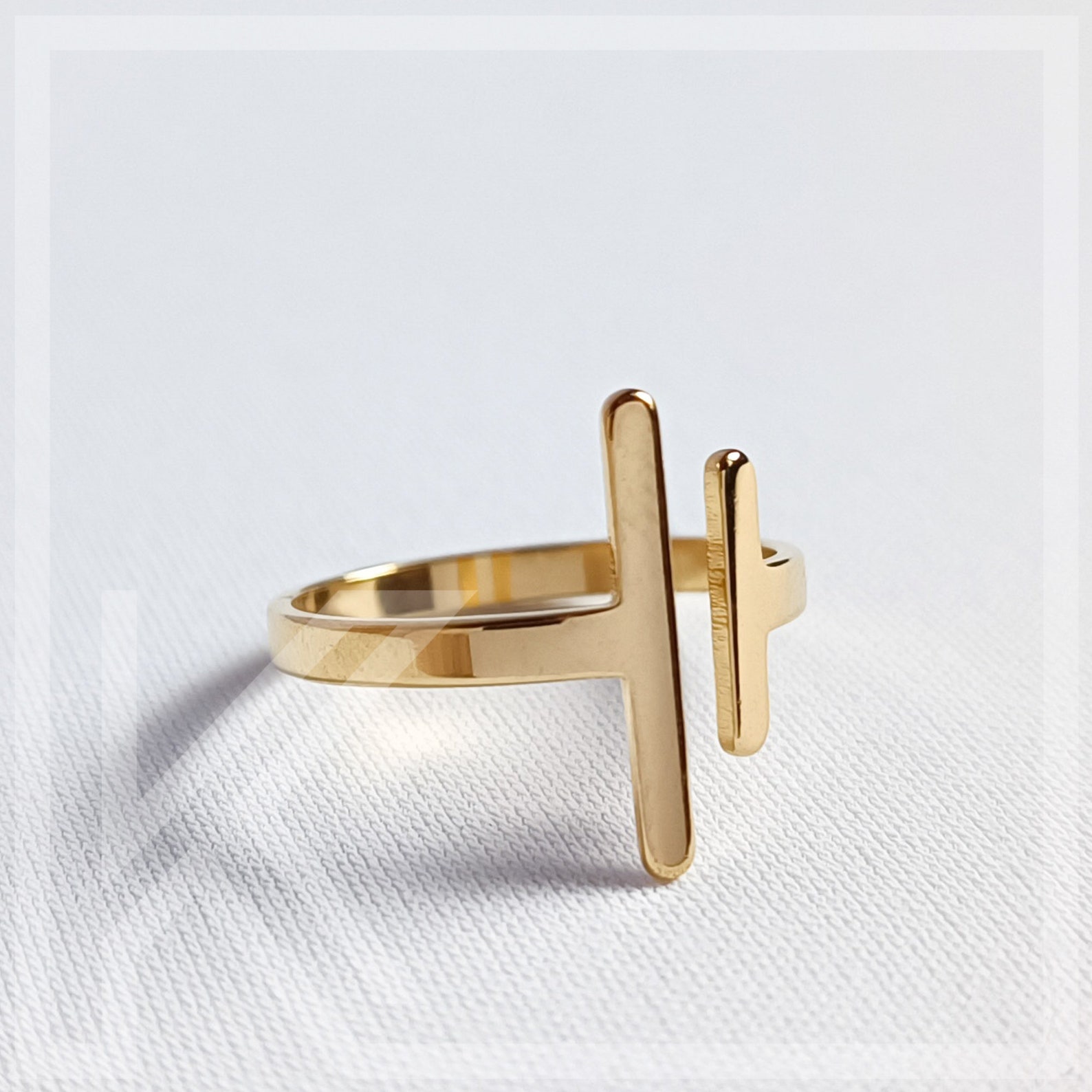 Kazual.fr Bijou bague jonc double barres minimaliste en acier - Etsy France