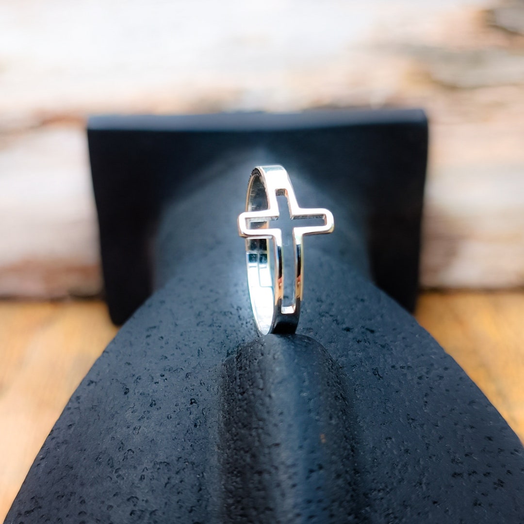 Adjustable Silver Stainless Steel Christ Cross Ring - Etsy