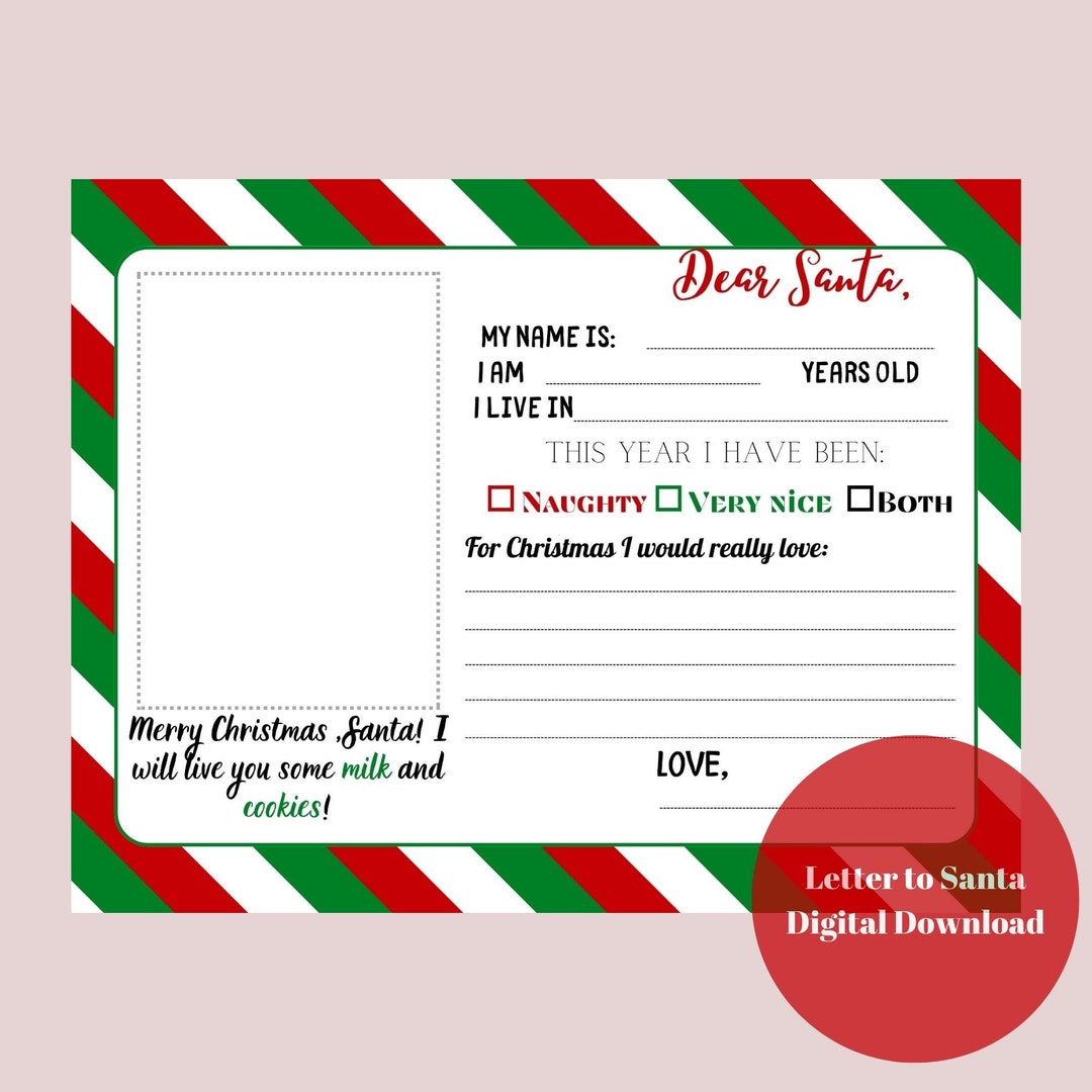 Printable Letter to Santa Claus Christmas Wish List Dear - Etsy