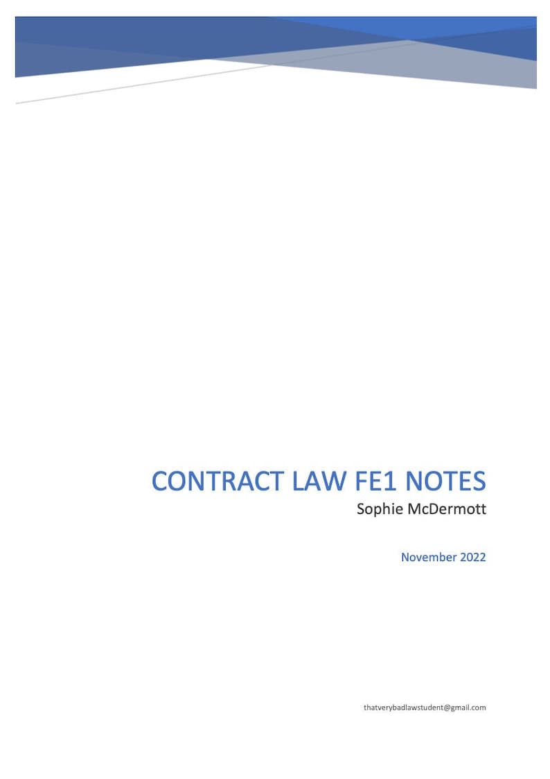 Contract Law March 2024 FE1 Revision Booklet With Script - Etsy