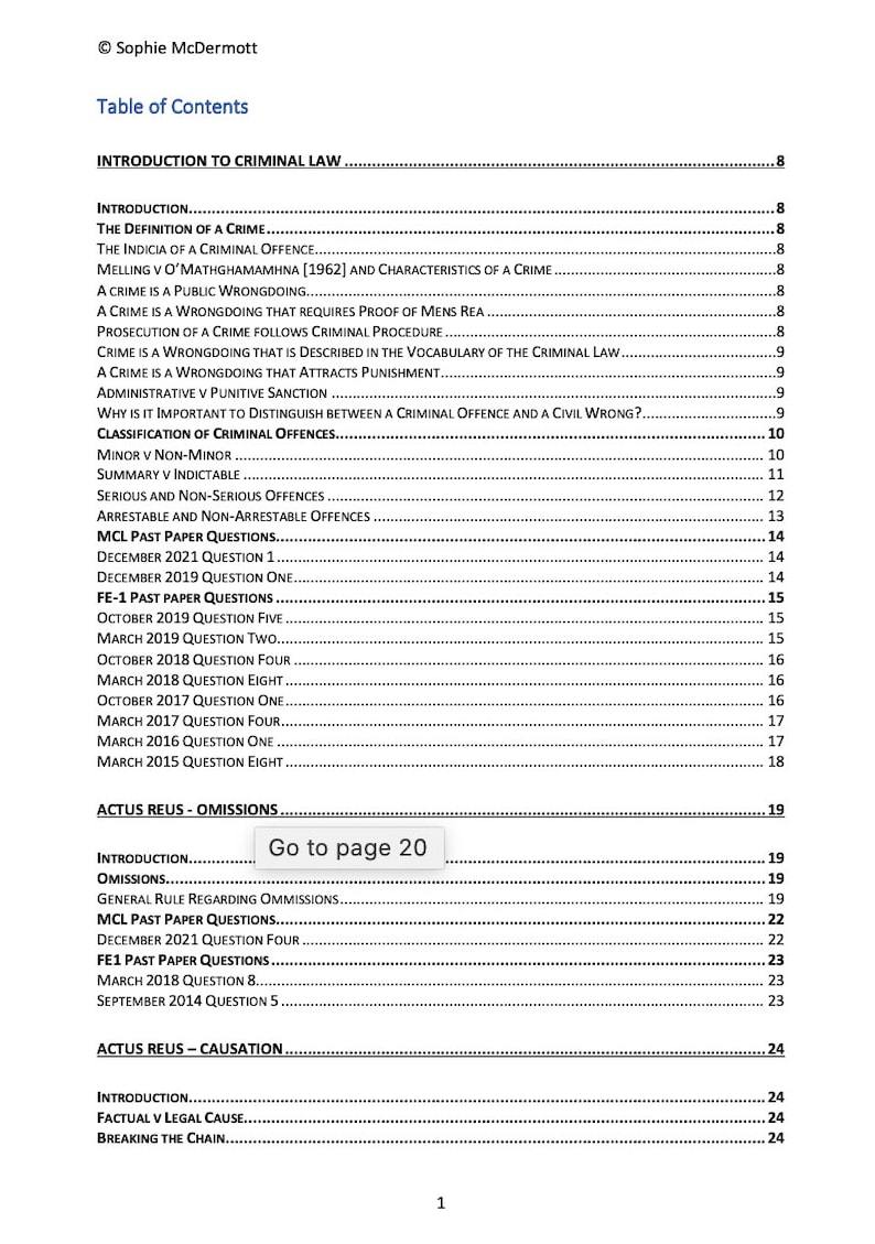 Criminal Law FE1 Exam Notes pass Mark 66% - Etsy Ireland