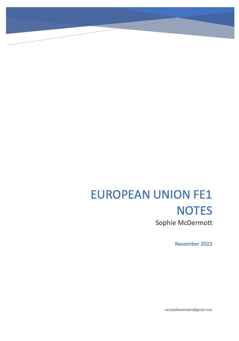 European Union Law March 2024 FE1 Revision Booklet With Script - Etsy