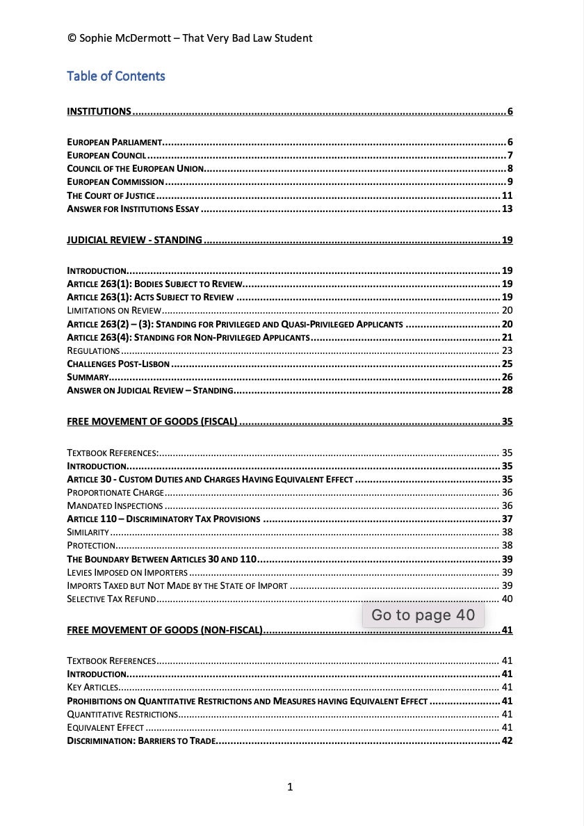 European Union Law March 2024 FE1 Revision Booklet With Script - Etsy