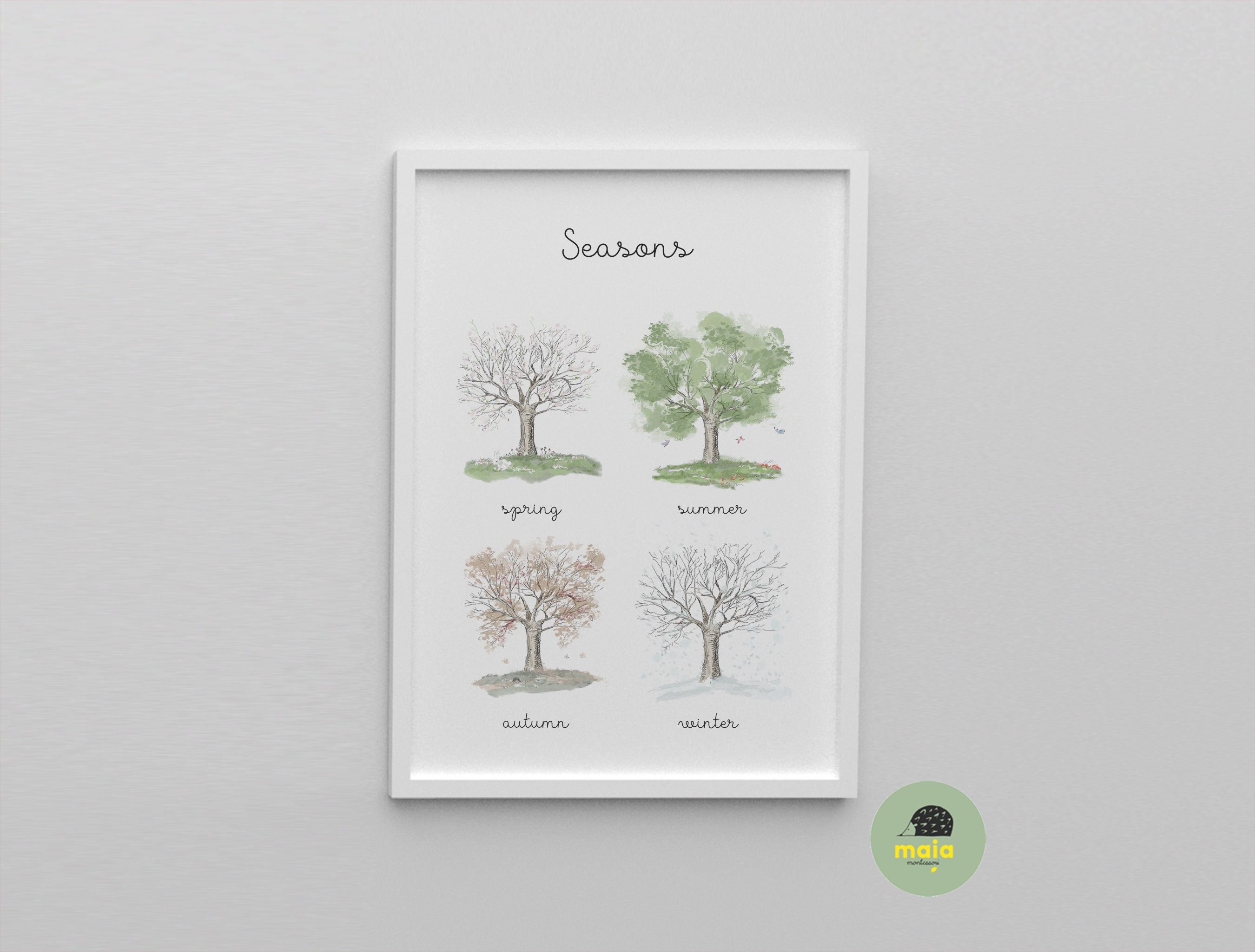 PRINTABLE Seasons Poster Fall Print Tree Wall Art Four - Etsy
