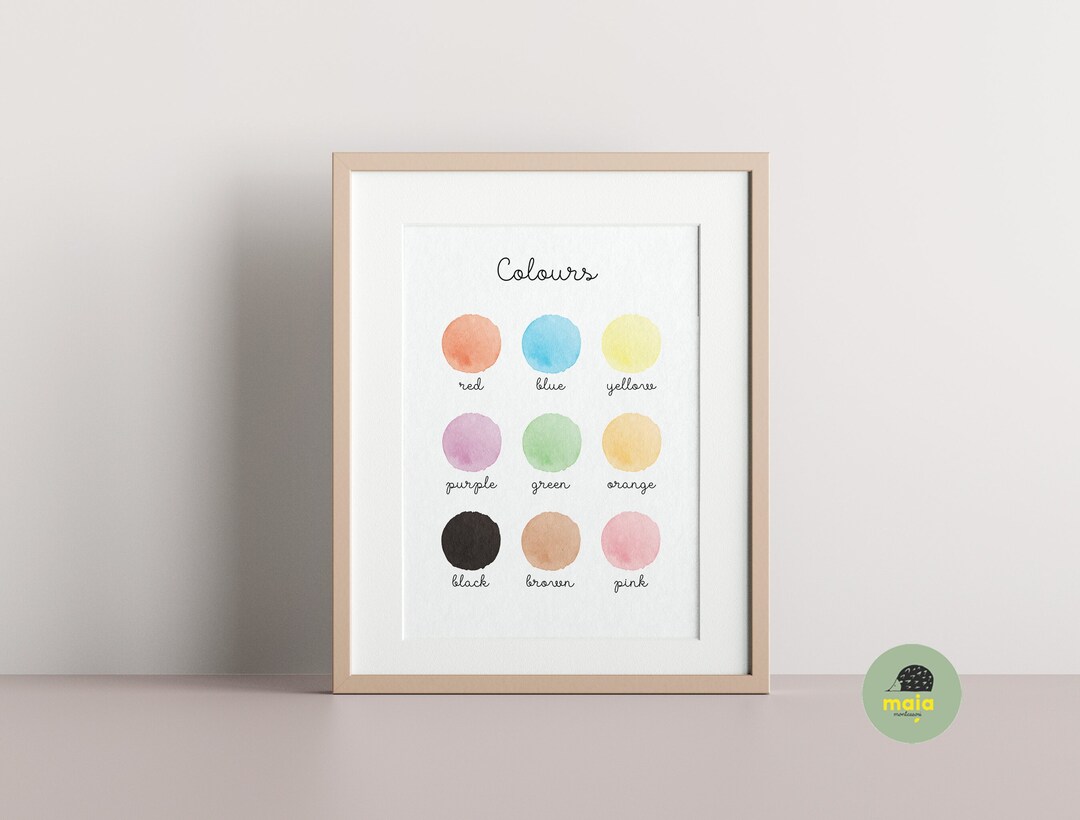 Colours Poster, Educational Colors Print, Montessori Wall Art, Nursery ...