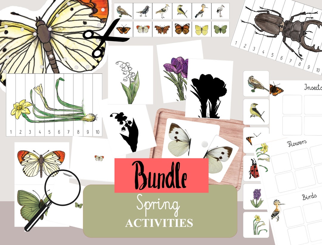 Spring Montessori Activities Bundle, Flowers Count and Clip Cards ...