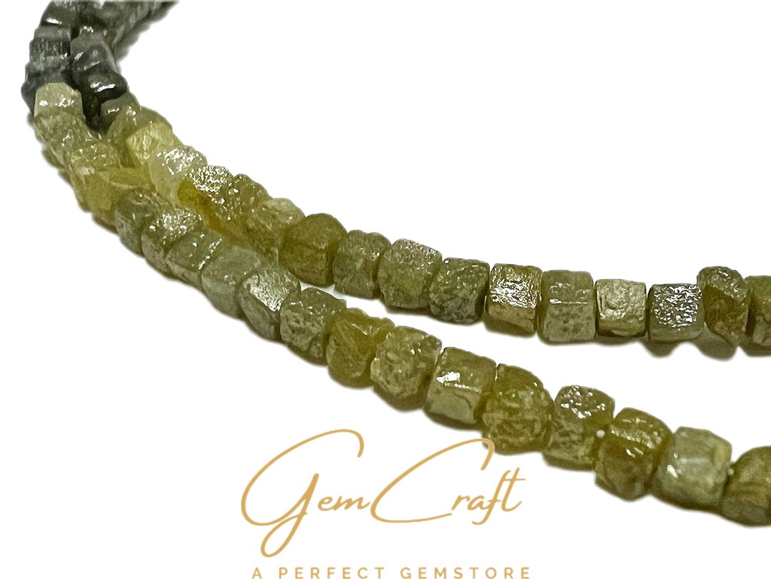 Natural Yellow and Grey Diamond Raw Cube Beads | 2-3mm | 16” Strand | Diamond Cube Beads ...