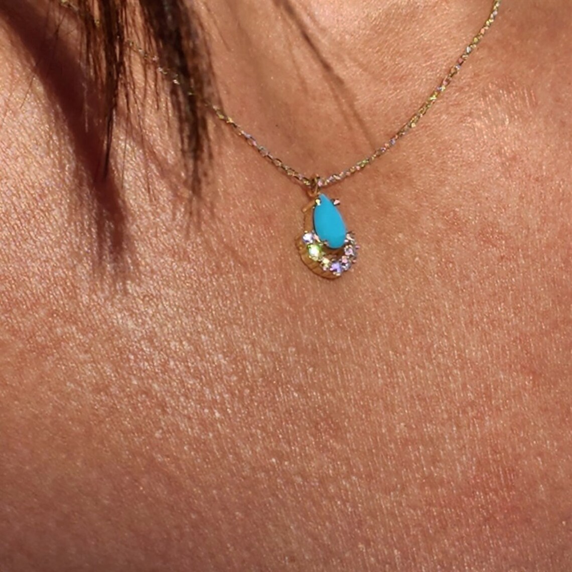 14K Gold Turquoise Pear Necklace: Teardrop Solitaire Jewelry - Etsy