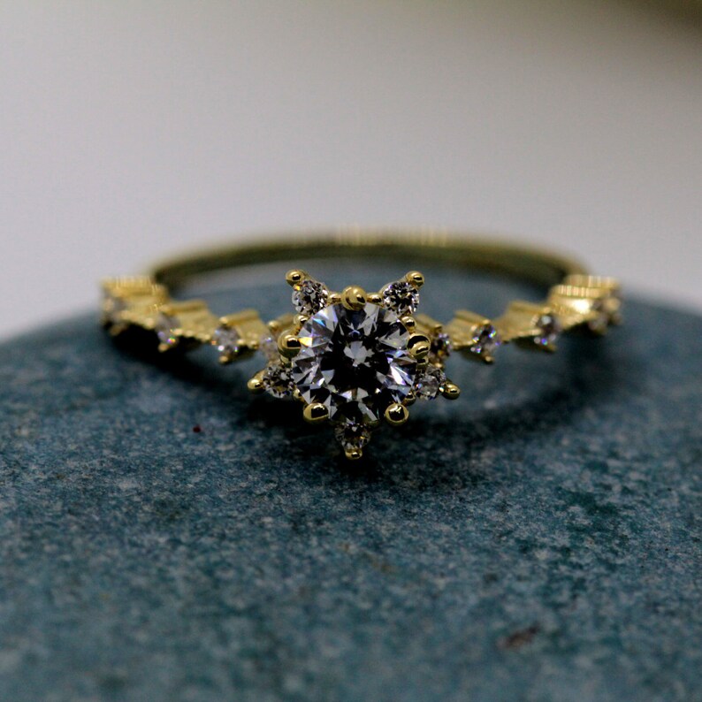 Marriage Proposal Ring, Solitaire 14K Gold Ring, Zircon Stone Ring ...