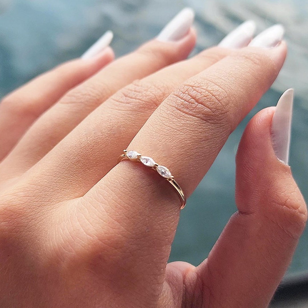 Marriage Proposal Ring, Solitaire 14K Gold Ring, Zircon Stone Ring ...