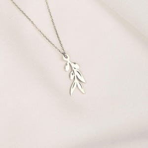14K Solid Gold Olive Branch Necklace: Dainty Greek Leaf Jewelry - Etsy