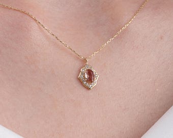 14K Gold Diaspore Color Changing Necklace: Scintillation Stone Jewelry ...