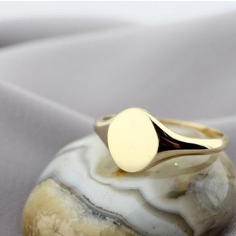 Personalized 14K Solid Gold Signet Ring: Engraved Monogram Jewelry - Etsy
