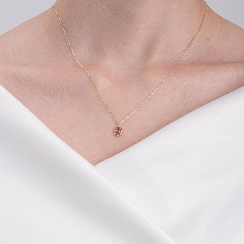 14K Gold Diaspore Color Changing Necklace: Scintillation Stone Jewelry ...