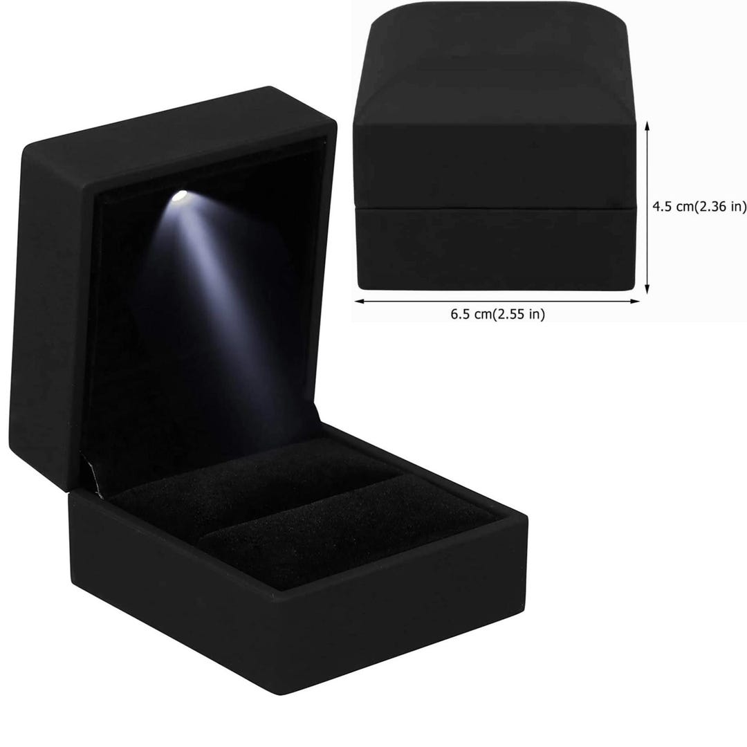 LED Engagement Ring Box: Slim Velvet Interior, Personalized Engraving ...