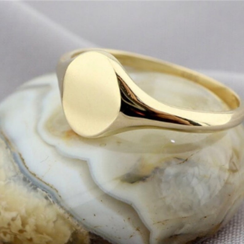 Personalized 14K Solid Gold Signet Ring: Engraved Monogram Jewelry - Etsy