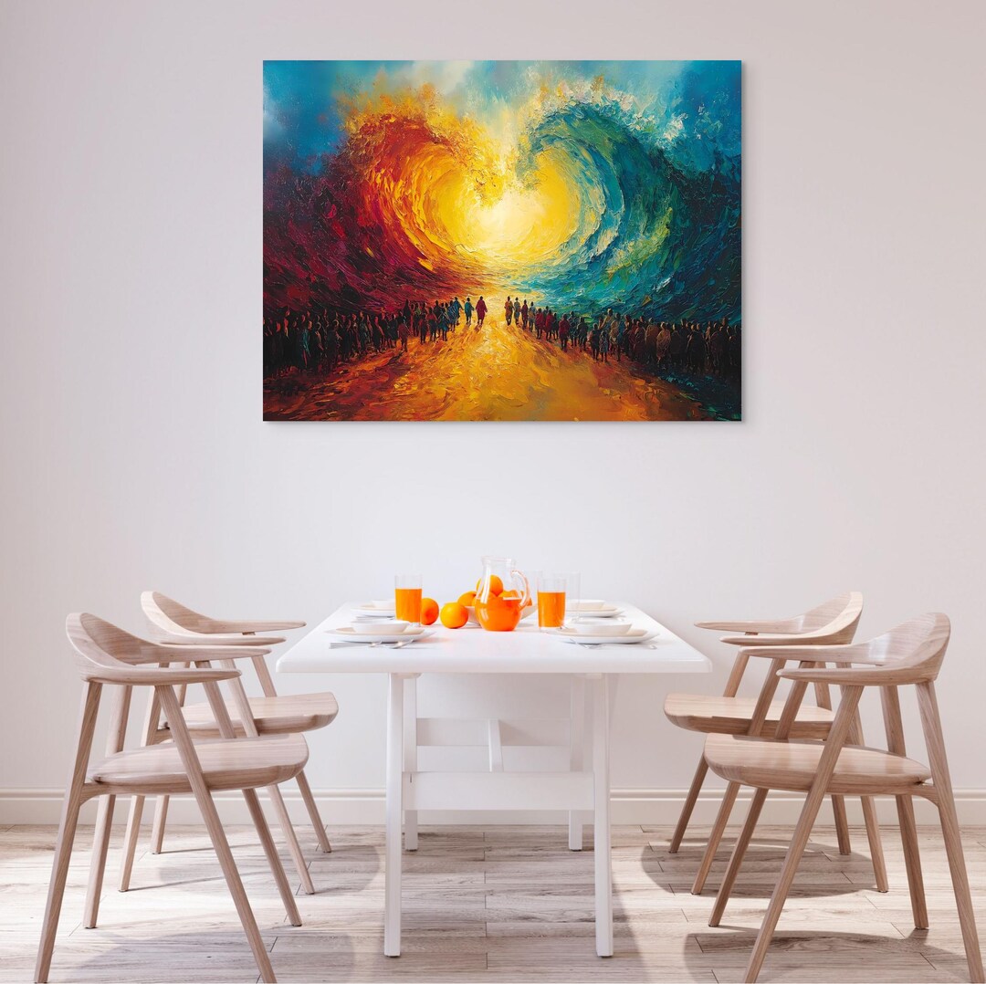 Multicolored Splitting of the Sea Painting, Israelites Cross the Red ...