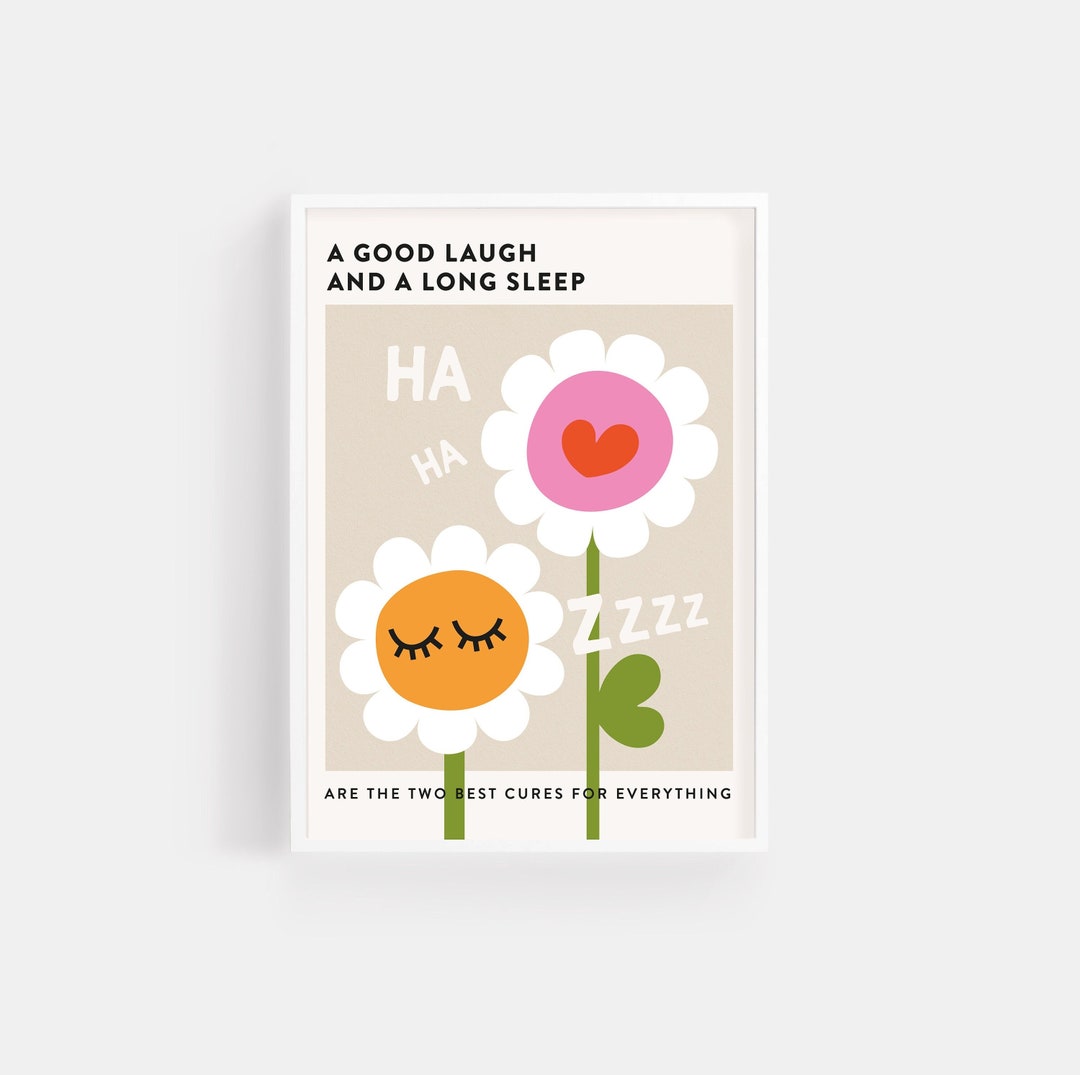 Laugh & Sleep Print, Wellbeing Poster, Good Health Sign, Wellness ...